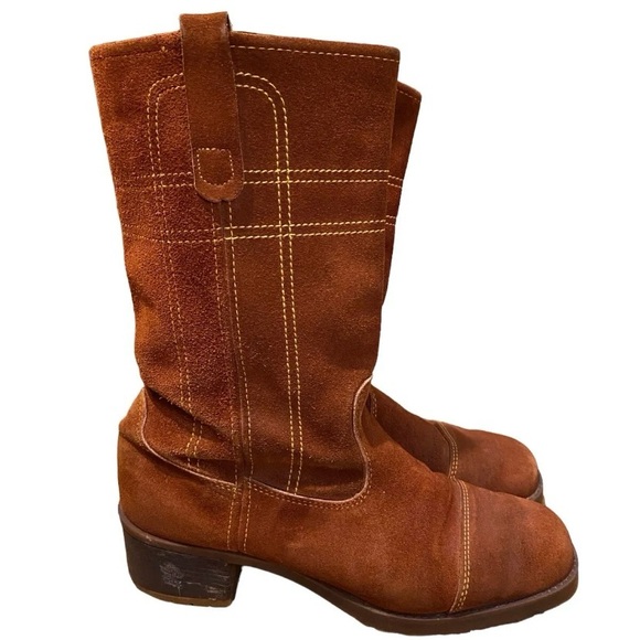 Unique Vintage | Shoes | Mens Vtg 7s Rusty Suede Leather Platform Rock ...